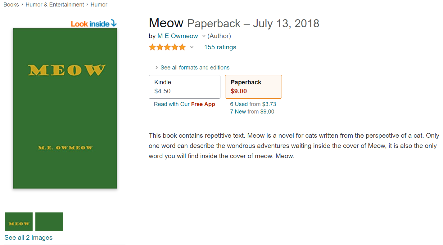 Man Buys a Novel for Cats & All the Words in the Book Are ‘Meow ...