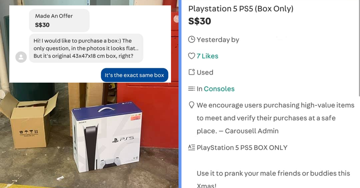 Man Found Discarded PS5 Box & Managed to Sell It in Carousell for $30 ...