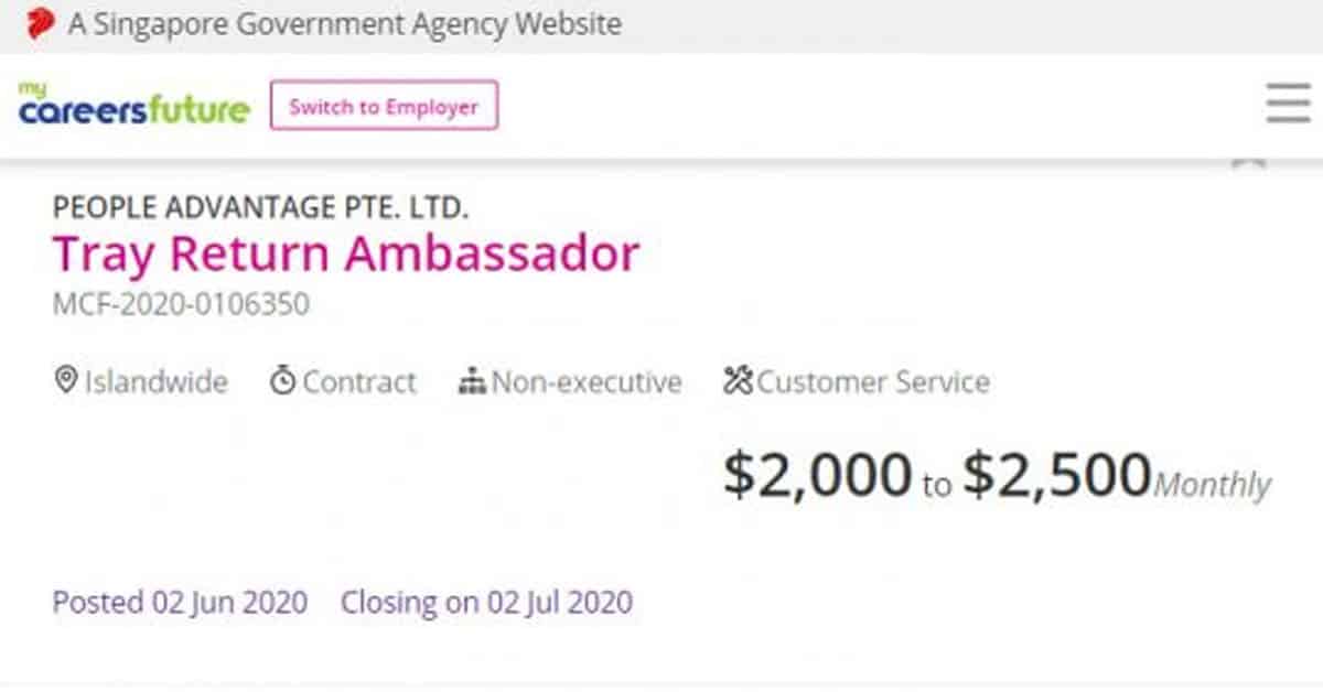 You Can Be a Tray Return Ambassador in Hawker Centres & Earn Up to ...