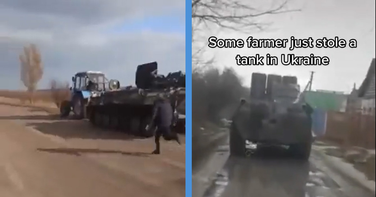Gangster Ukrainian Farmer Tows Away Russian Tanks With a Tractor ...