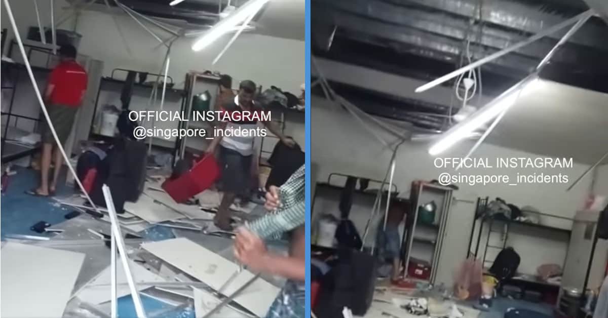 False Ceiling Collapsed in Woodlands Dormitory After Thunderstorm ...