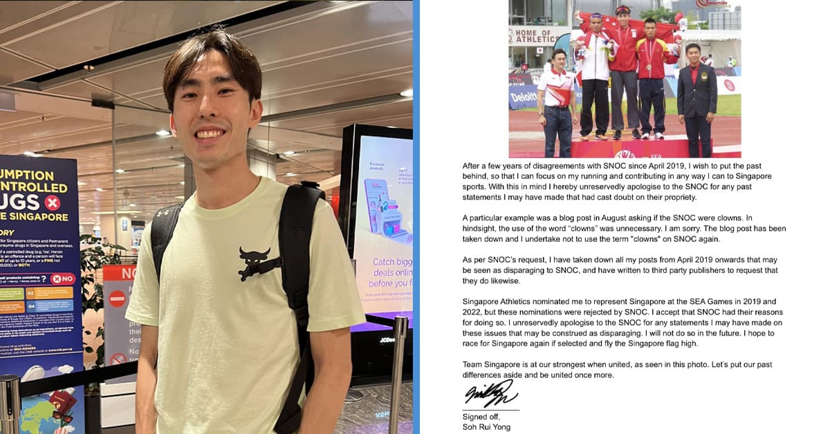 Soh Rui Yong Apologises to SNOC Again & Deletes Several FB Posts ...
