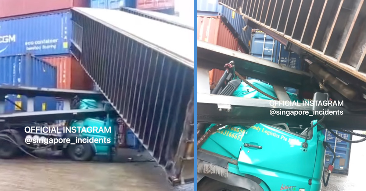 Prime Mover Driver Narrowly Avoided Death as Container Stacker Crashed ...