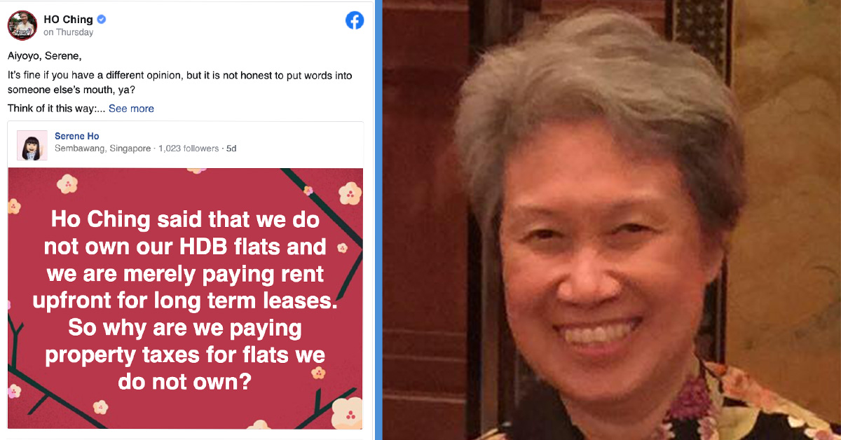 Ho Ching Responds to a Netizen’s Claim That We ‘Don’t Own’ Our HDB Flat ...