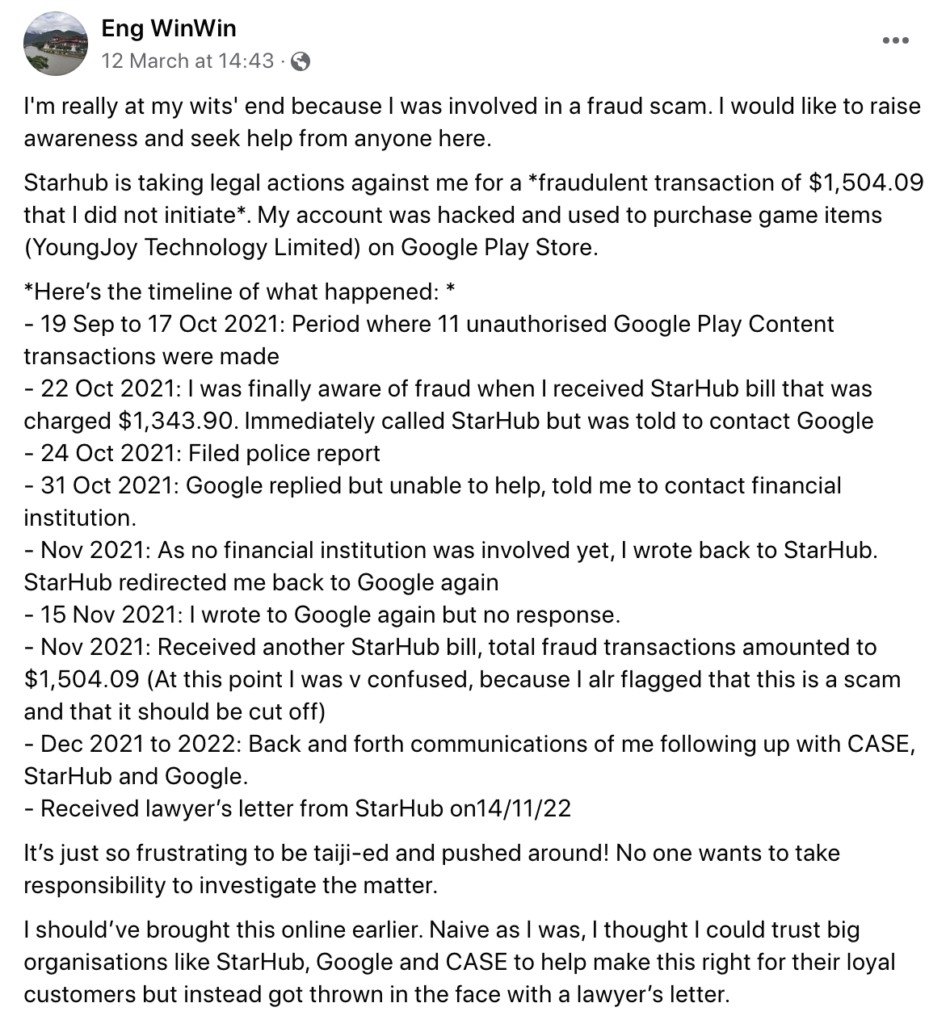 Woman Allegedly Get Lawyer’s Letter from Starhub After Clocking Over $1 ...