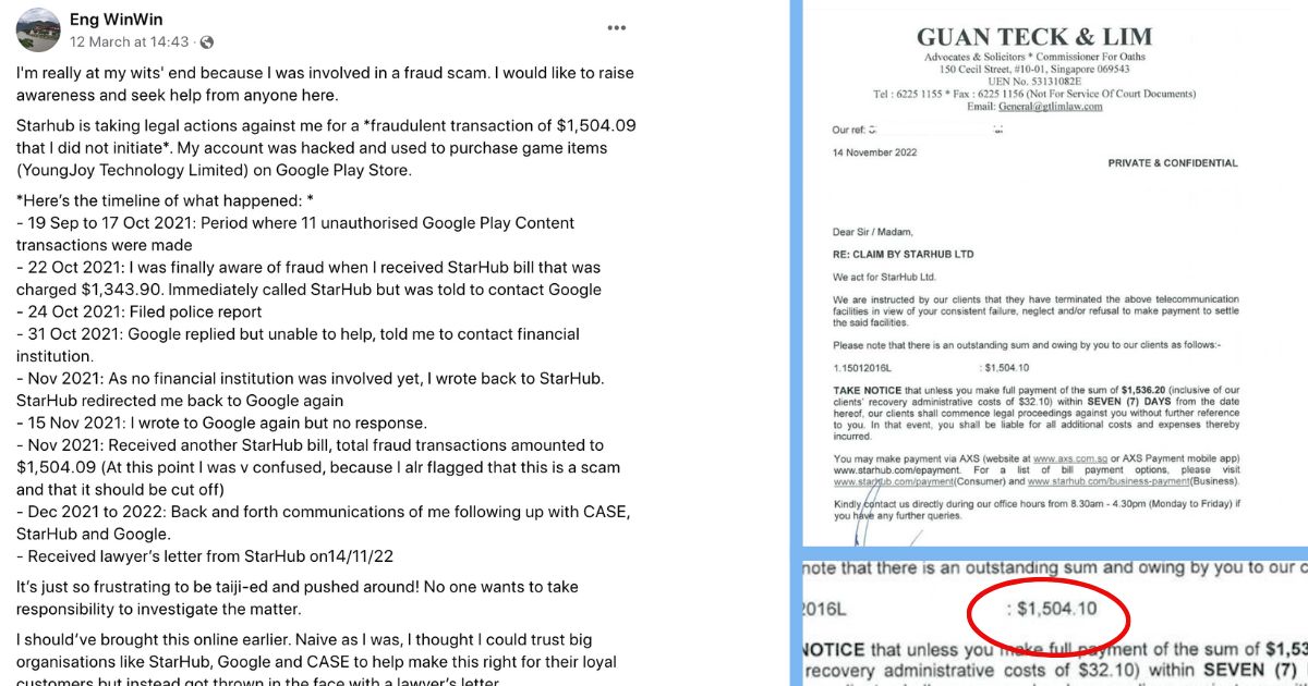Woman Allegedly Get Lawyer’s Letter from Starhub After Clocking Over $1 ...