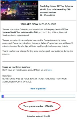 Coldplay’s Singapore Concert Tickets Have Over 1 Million Virtual Queue ...
