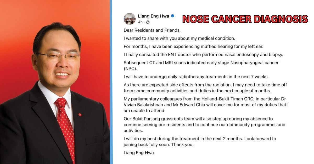 Bukit Panjang MP Liang Eng Hwa Diagnosed With Nose Cancer & May Take ...