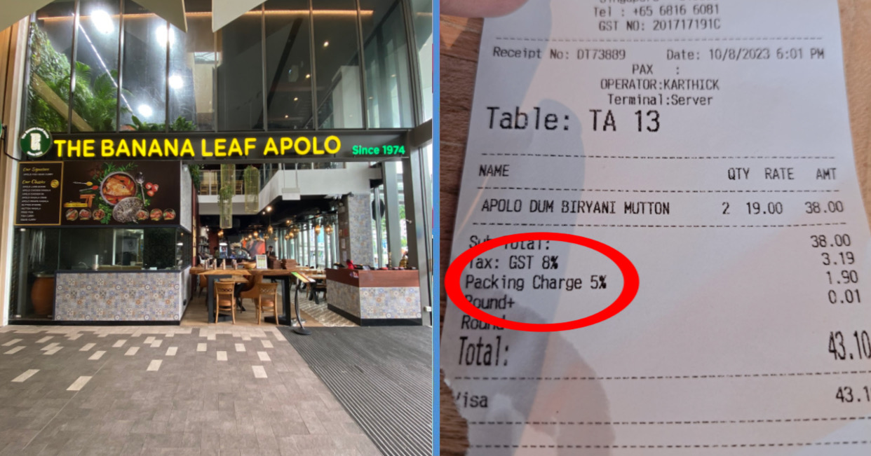 Singapore Eatery Chain Charges 5% “Takeaway Charge", Calling it ...