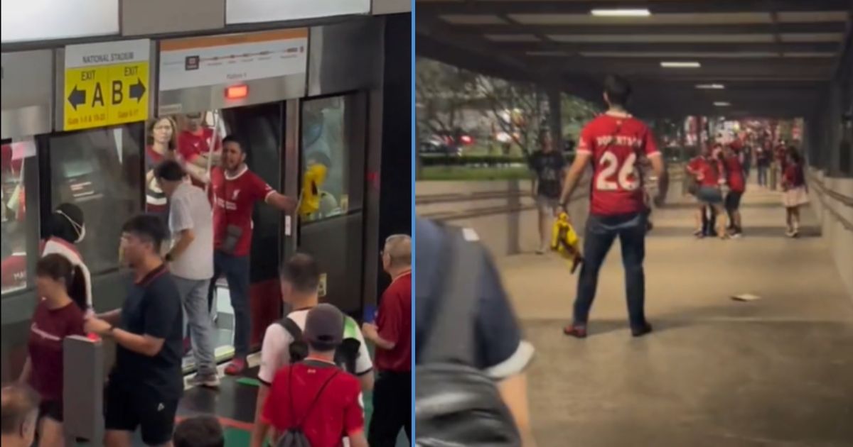 Videos of Liverpool Fan Who Was Angry From National Stadium to MRT ...