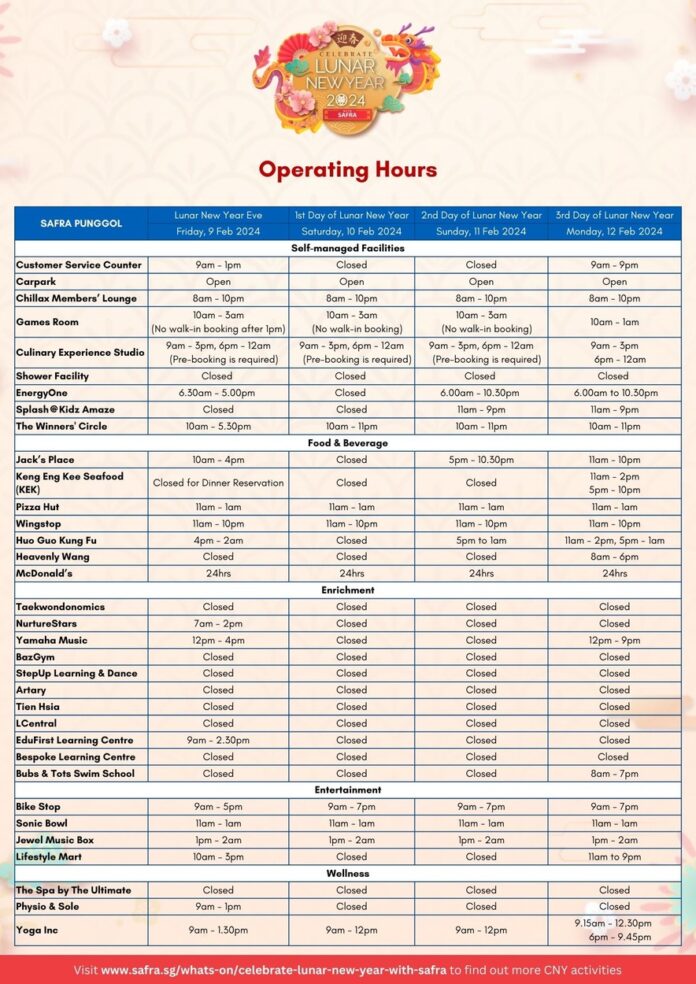Ultimate Guide to the CNY 2024 Opening Hours of Gyms, Swimming Pools ...