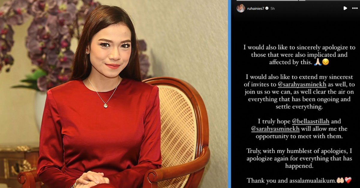 Actress Ruhainies Apologises to Aliff Aziz’s Wife Bella Astillah; Asks ...