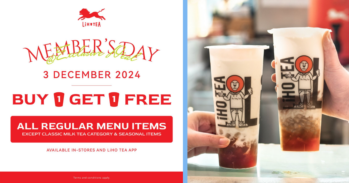 Buy 1 Get 1 Free On All Regular Menu Drinks At LiHO Tea Stores On 3 Dec ...